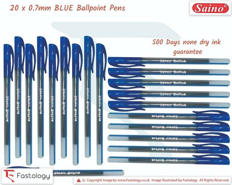 Saino Softek 07mm Tip Black Blue Red Green Ball Point Pens Fine Smooth