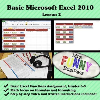 Basic Microsoft Excel 2010 With Video Lesson 2 Of 3 By Mrs Funny Business
