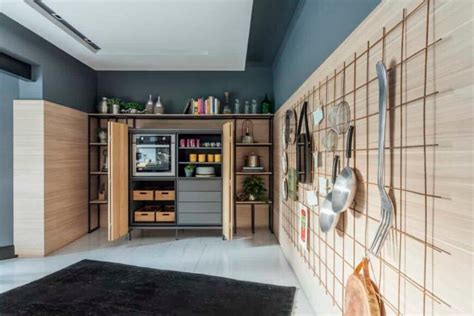 Example Of A Great Kitchen Without Cabinets And Counters With Plenty Of Storage And Workspace