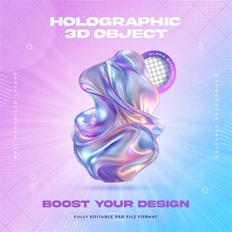 Futuristic Holographic Chrome Liquid Metal Blobs Shapes Illustration