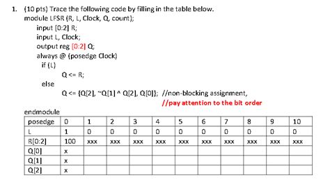 solved 10 ﻿pts ﻿trace the following code by filling in the