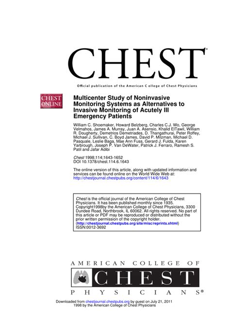 Pdf Multicenter Study Of Noninvasive Monitoring Systems As