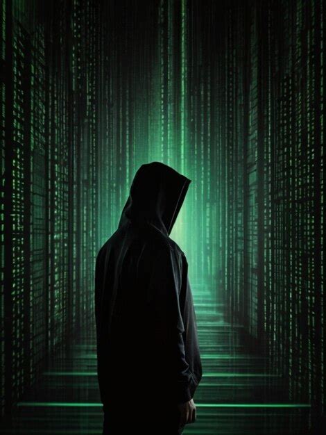 Cyber Security Hacker With Binary Background Premium Ai Generated Image