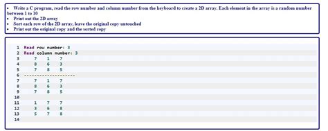 Solved Write A C Program Read The Row Number And Column Chegg