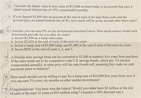 Solved 2 Calculate The Future Value In Four Years Of