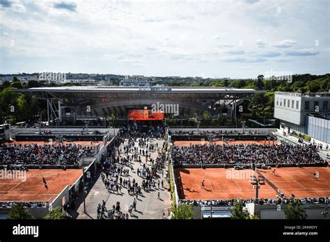 Vista General Durante Roland Garros 2023 Torneo De Tenis Grand Slam