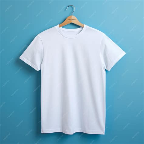 고해상도 티셔츠 고품질에 초점을 맞춘 모형 디자인을 위한 빈 흰색 티셔츠 프리미엄 사진