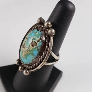Vintage 1960s Handmade Navajo Sterling Silver Turquoise Ring Etsy