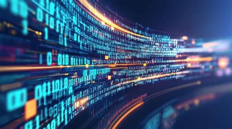 Abstract Binary Code Flowing Through Cyberspace Premium Ai Generated