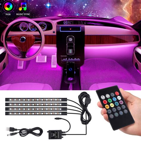 Led Φώτα Rgb για Εσωτερικό Χώρο Αυτοκινήτου με Τηλεχειριστήριο και