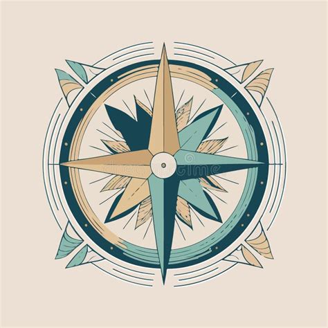 Compass Wind Rose In Stylized And Colored Illustration Stock Vector