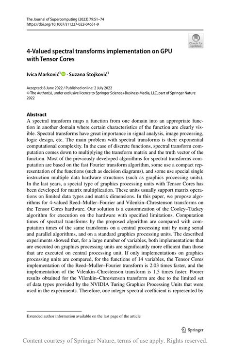4 Valued Spectral Transforms Implementation On Gpu With Tensor Cores