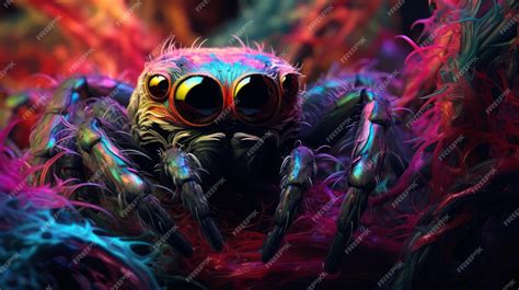 Premium Ai Image Spider Under The Microscope Beautiful Flower In