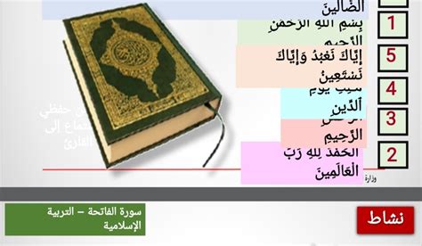 سورة الفاتحة مادة التربية الإسلامية الصف الدراسي الأول
