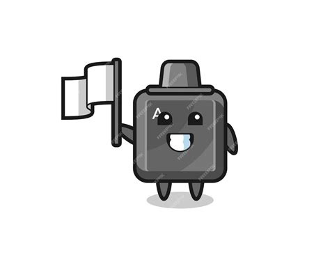 Premium Vector Cartoon Character Of Keyboard Button Holding A Flag