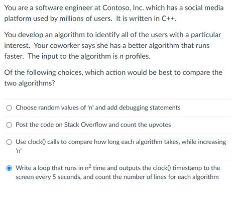 Solved You Are A Software Engineer At Contoso Inc Which