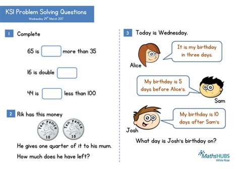 Ks1 Problem Solving Question Of The Day 29th March Number And Days