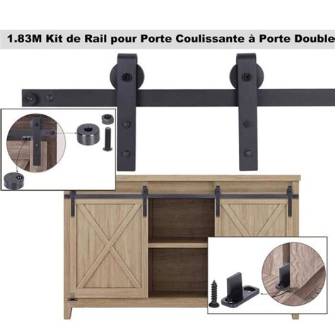 LEYSHOP M Kit de Rail pour Porte Coulissante Double d Armoire Rail Apparent à Montage