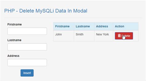 Delete Mysqli Data In Modal Using Php Campcodes