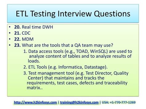 ETL Testing Interview Questions And Answers PPTX Databases Computer Software And Applications