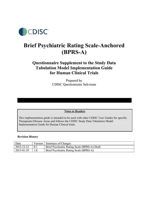 Brief Psychiatric Rating Scale Anchored Bprs A