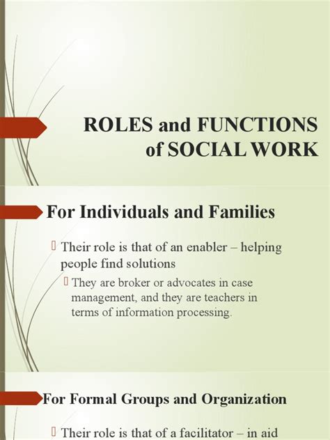 Roles Of Social Worker Pdf Social Work Empowerment