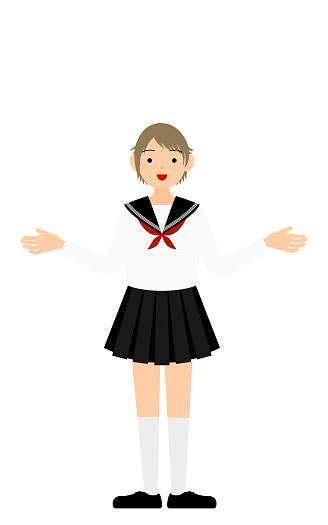 하얀 학교 선원 유니폼을 입은 소녀 팔을 뻗은 몸짓 공부에 대한 스톡 벡터 아트 및 기타 이미지 공부 교습 교육 Istock