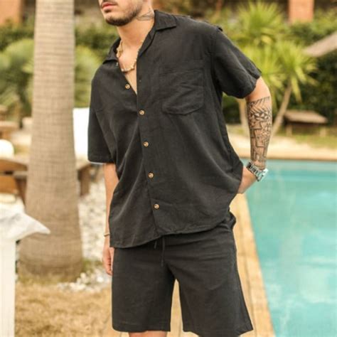 Vedolay Mens Summer Short Sleeve Shirt And Casual Beach Shorts Outfits