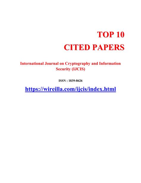 Top 10 Cited Papers For Cryptography And Information Security Pdf