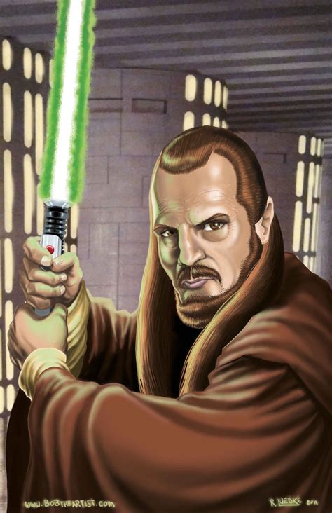 Qui Gon Jinn Jedi Master Pencil Illustration Etsy