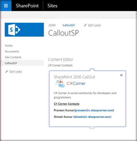 Create Custom Callout Menu In Sharepoint Server 2016