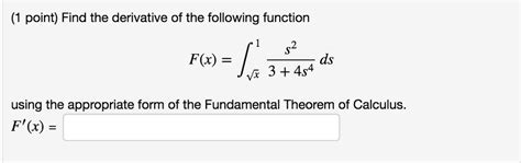 solved 1 point find the derivative of the following