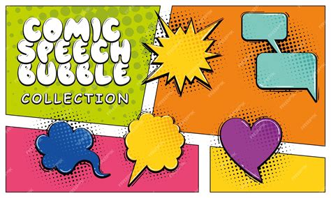 Premium Vector | Colorful comic speech bubble collection with halftone ...