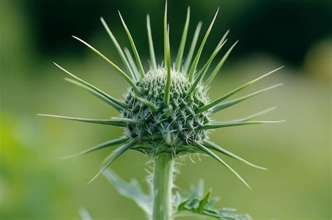 Green Prickles In Bloom Premium Ai Generated Image