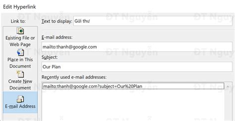 Gửi Thư Bằng Hyperlink Trong Excel Học Excel Online Miễn Phí