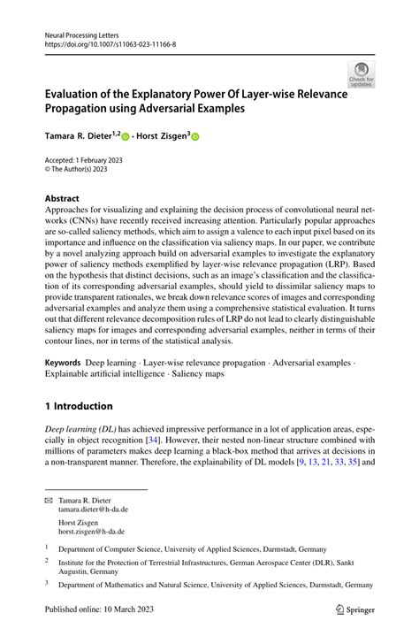 Pdf Evaluation Of The Explanatory Power Of Layer Wise Relevance