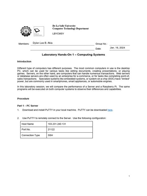 Lab Hands On 1 Computing Systems Akia Pdf Raspberry Pi