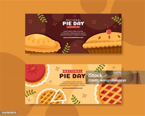 national pie day banner flat cartoon hand drawn templates illustration