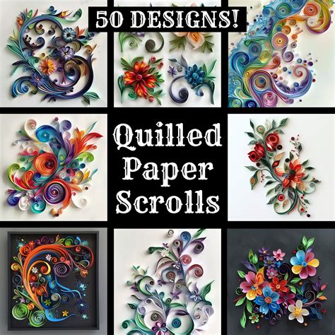 Quilled Paper Scrolls Paper Quilled Paper Scrolls Printable Paper Quilling Paper Quilled
