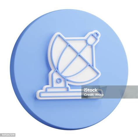 우주와 우주를 탐험하기 위한 전파 망원경의 3d 버튼 렌더링 별의 천문 관측 흰색 배경에 격리된 사실적인 파란색 흰색 그림 0명에 대한 스톡 사진 및 기타 이미지 Istock