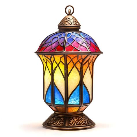 Colorful Moroccan Stained Glass Lantern Festive Ramadan Decor Stock