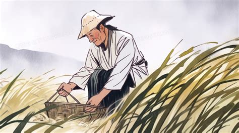 农田里干活的的农民插画图片素材下载 jpg格式 熊猫办公