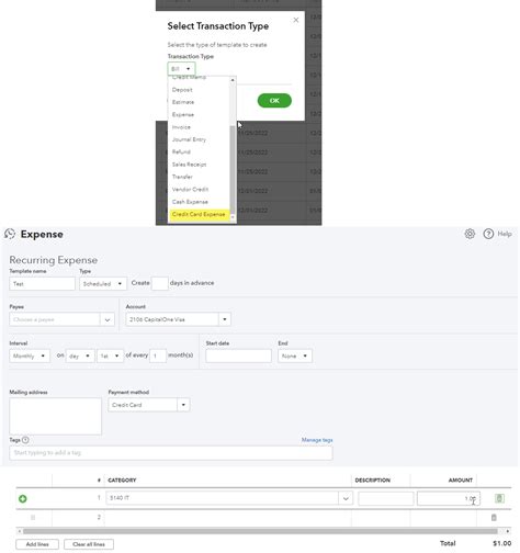 Solved How Do I Create A Recurring Expense Such That The Transaction Type Cc Expense