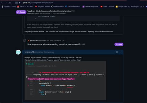 Property Submit Does Not Exist On Type Vue Card Element · Issue