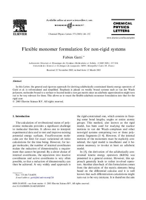 Pdf Flexible Monomer Formulation For Non Rigid Systems