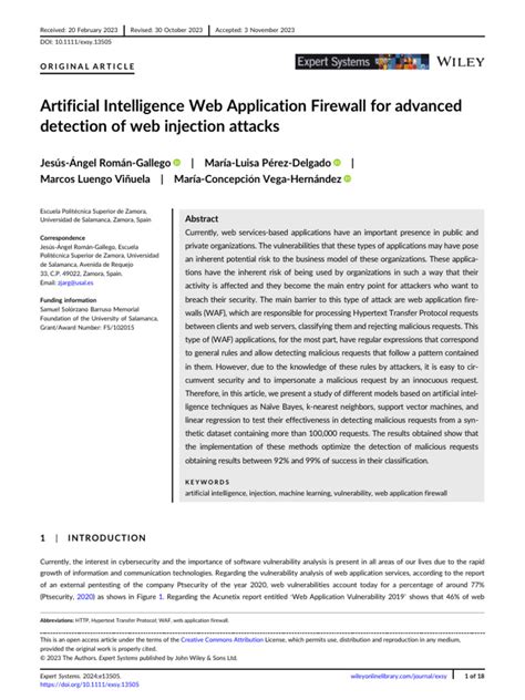 Artificial Intelligent Web Application Firewall Fo Pdf Web Server