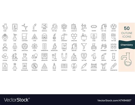 Set Of Chemistry Icons Thin Outline Icons Pack Vector Image