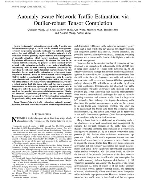 Pdf Anomaly Aware Network Traffic Estimation Via Outlier Robust
