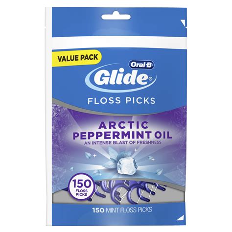 Oral B Glide Arctic Peppermint Oil Dental Floss Picks Mint 150 Ct