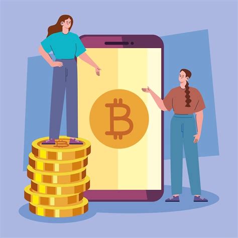 Premium Vector Women And Bitcoin In Smartphone